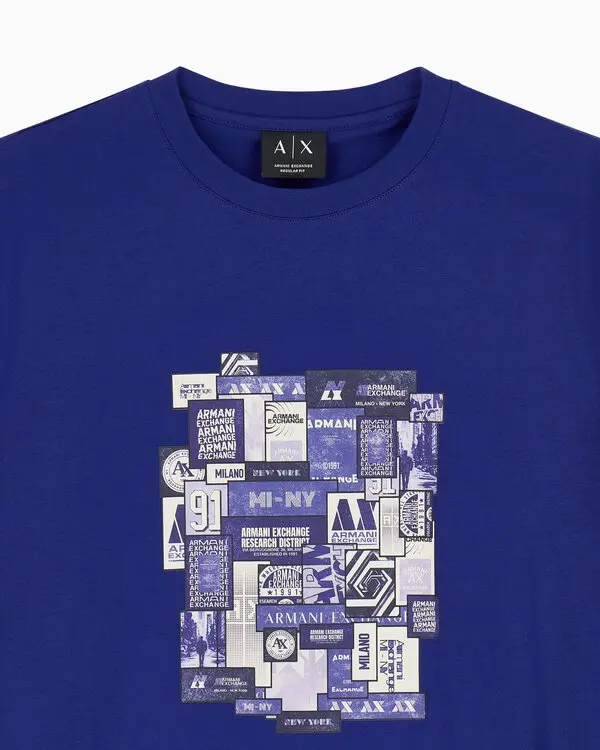 Armani Exchange Regular T-shirt In Cotton Jersey - Blue