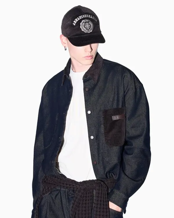 Armani Exchange Baseball Hat In Stretch Cotton Corduroy