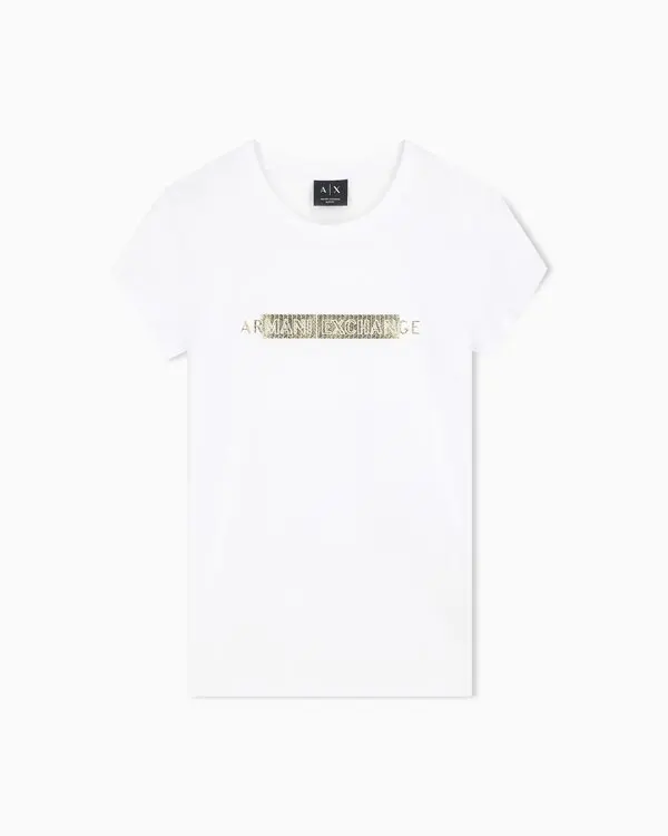 Armani Exchange Slim Fit T-shirt In Stretch Cotton Jersey - White