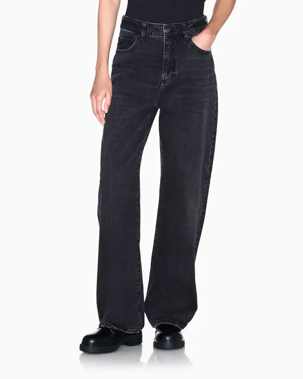 Armani Exchange Oversized 5-pocket Jeans In Rigid Cotton Denim