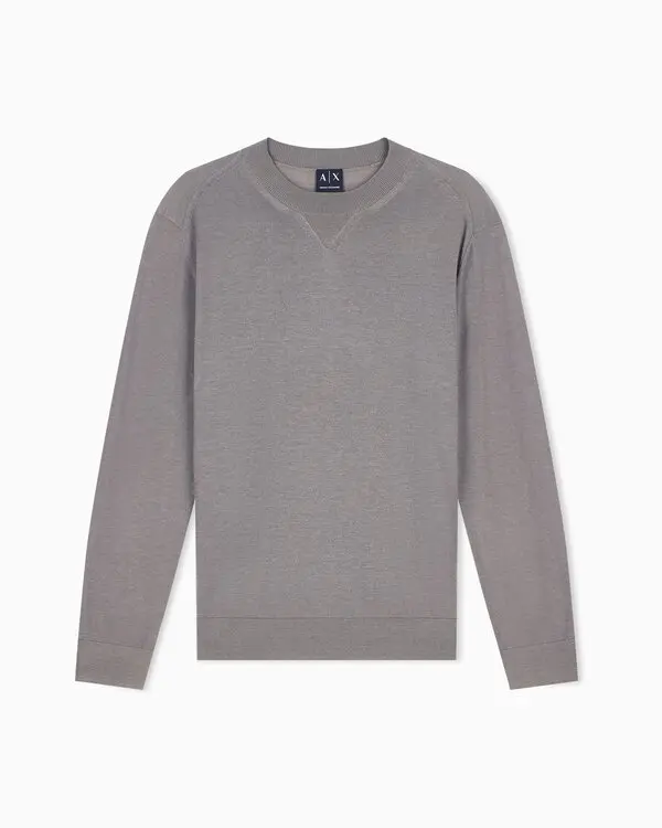 Armani Exchange Regular Fit Pullover In Lyocell And Wool With Rib Details