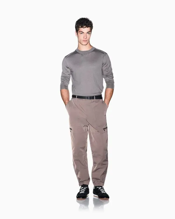 Armani Exchange Regular Fit Pullover In Lyocell And Wool With Rib Details