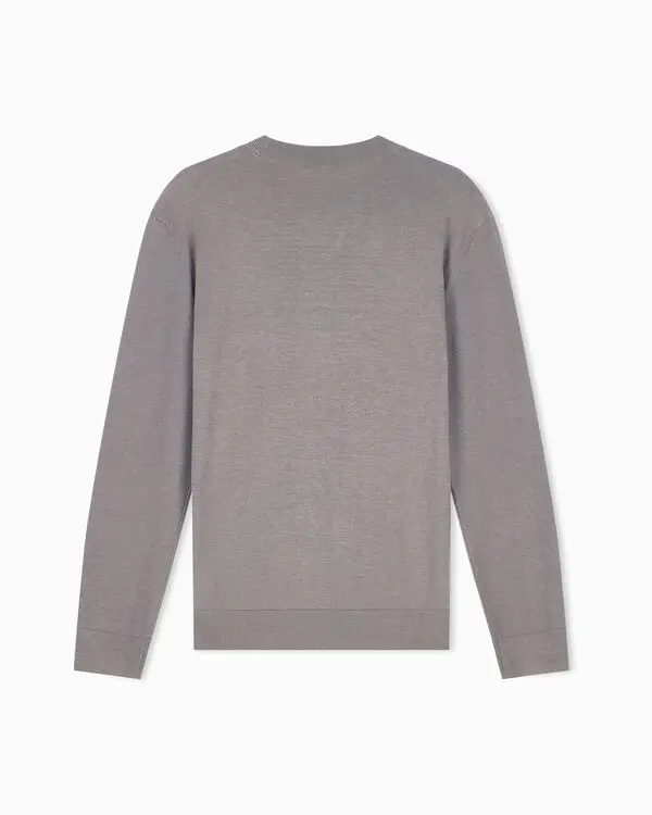 Armani Exchange Regular Fit Pullover In Lyocell And Wool With Rib Details