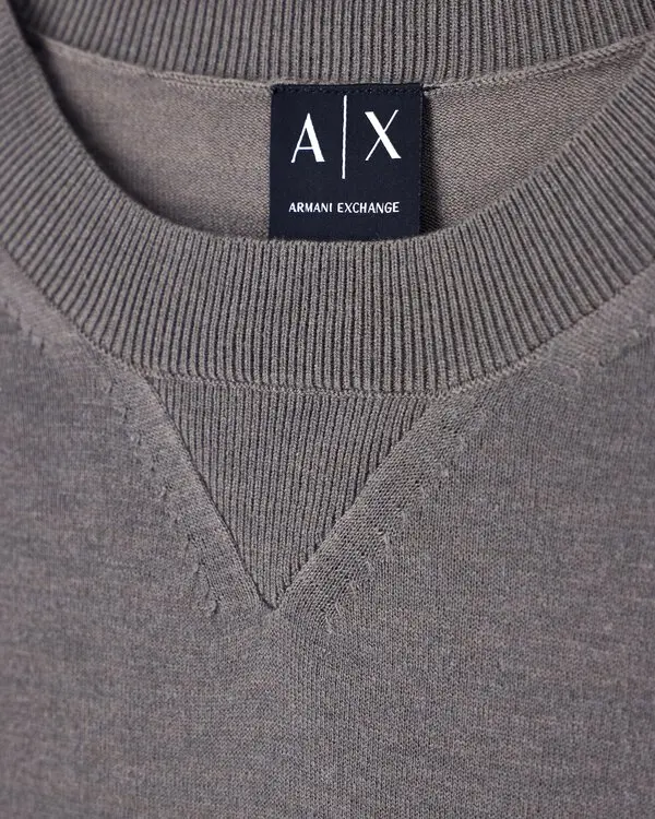 Armani Exchange Regular Fit Pullover In Lyocell And Wool With Rib Details