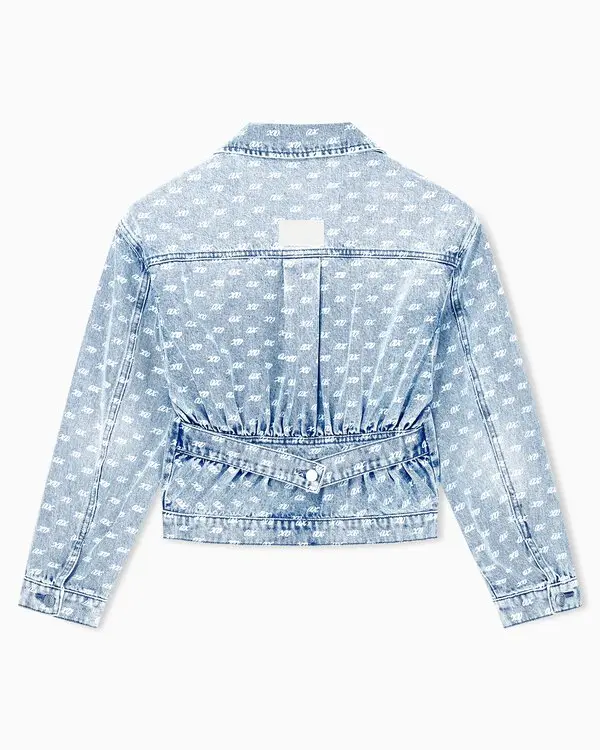 Armani Exchange Regular Fit Blouson Jacket In Rigid Denim With Allover Print