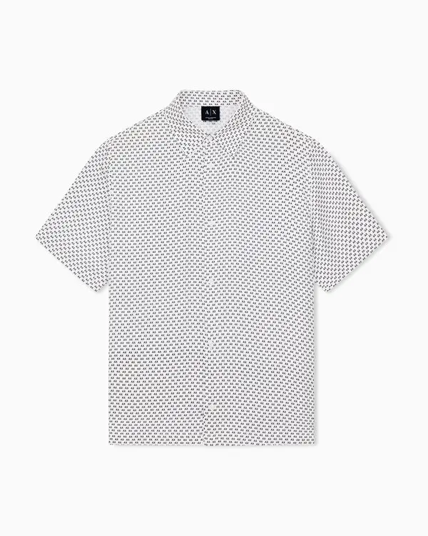 Armani Exchange Oversized Fit Shirt In Eco-viscose Twill - White