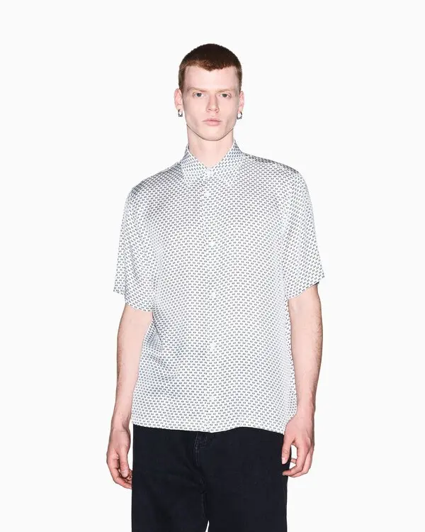 Armani Exchange Oversized Fit Shirt In Eco-viscose Twill - White