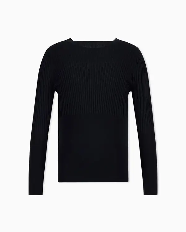 Armani Exchange Slim Fit Pullover In Knitted Recycled Viscose