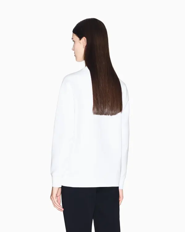 Armani Exchange Crew-neck Stretch Cotton Sweatshirt With A Logo Icon - White