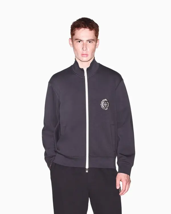 Armani Exchange Sweatshirt In Bonded Stretch Cotton - Brown