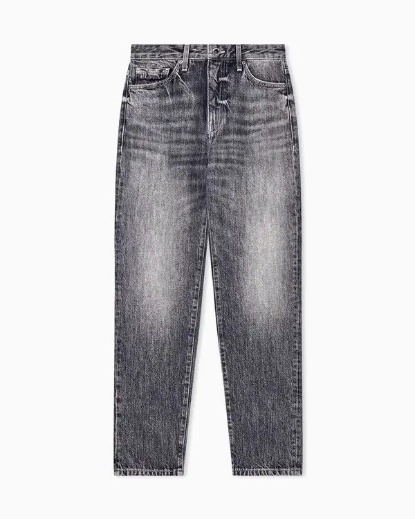Armani Exchange Oversized Fit 5 Pockets Denim Pant In Rigid Cotton - Grey