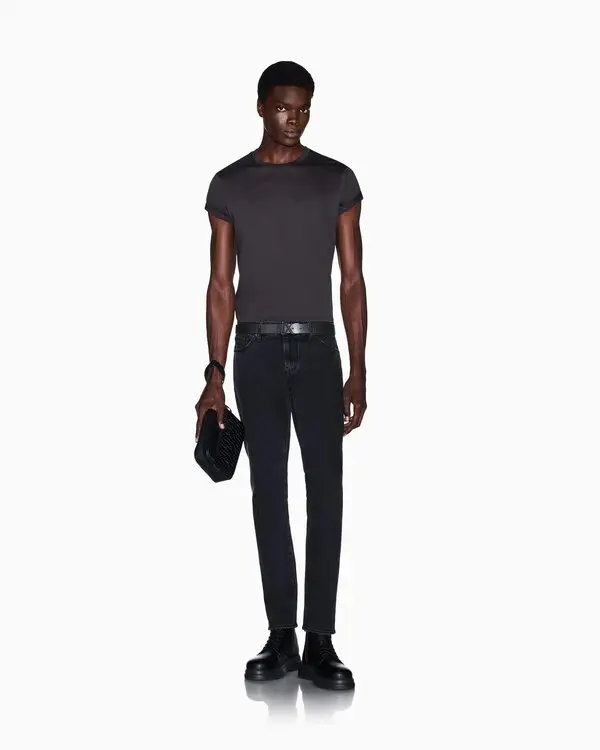 Armani Exchange Slim Fit 5 Pockets Pant In Denim Stretch Washed