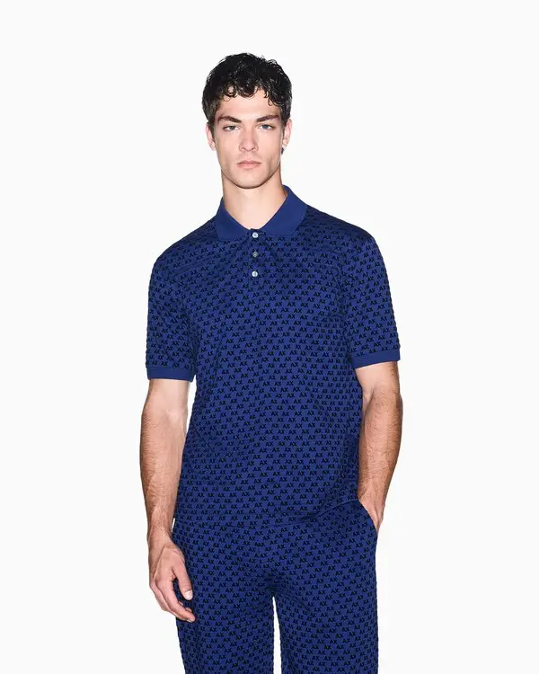 Armani Exchange Regular Fit Polo Shirt In Cotton Jersey - Blue