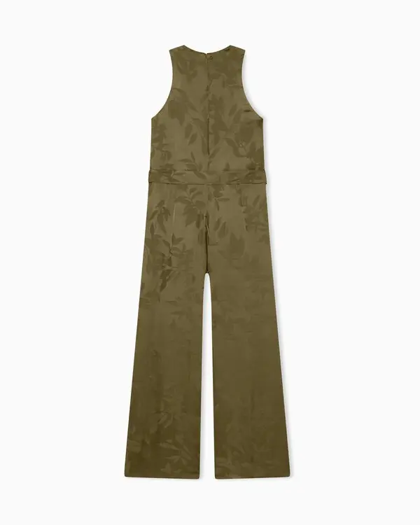 Armani Exchange Elegant Jacquard Viscose Jumpsuit With Belt