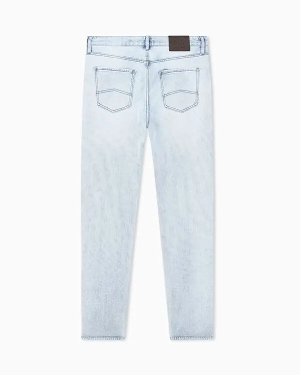 Armani Exchange Slim Fit Five-pocket Pants In Washed Cotton-blend Denim
