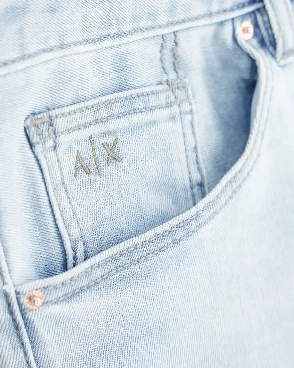 Armani Exchange Slim Fit Five-pocket Pants In Washed Cotton-blend Denim