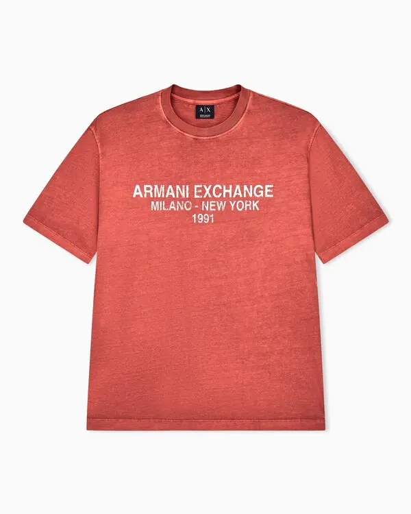 Armani Exchange Regular T-shirt Garment-dyed Cotton Jersey
