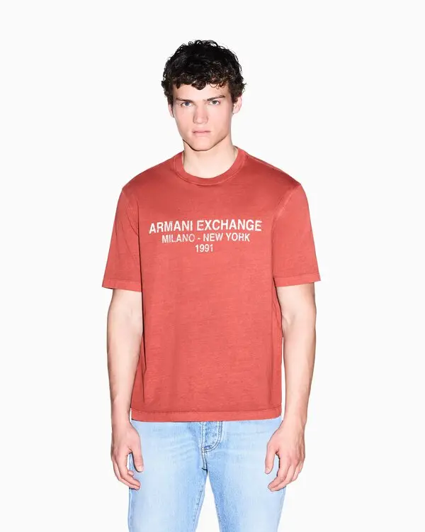 Armani Exchange Regular T-shirt Garment-dyed Cotton Jersey
