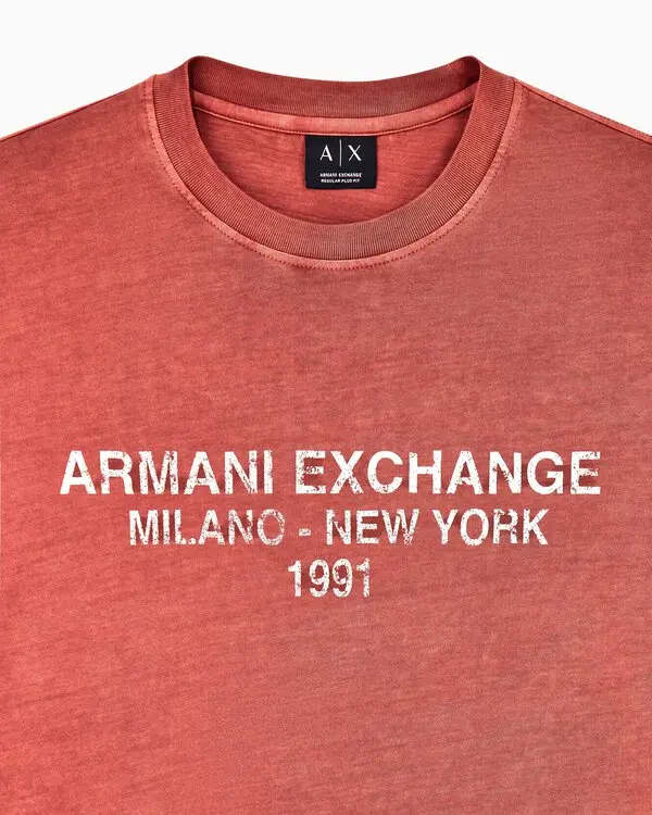 Armani Exchange Regular T-shirt Garment-dyed Cotton Jersey