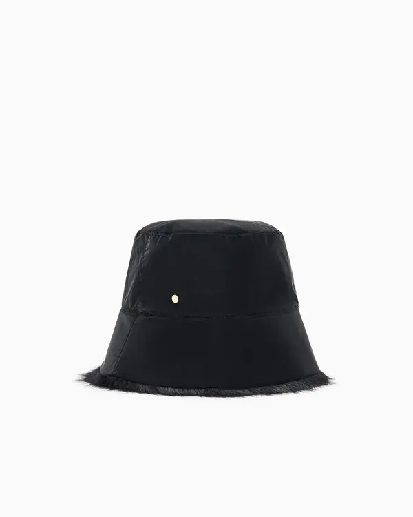 Armani Exchange Reversible Bucket Hat In Velvet Effect Nylon