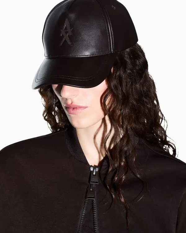 Armani Exchange Baseball Hat With Regular Fit In Eco Leather