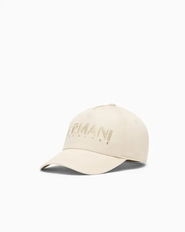 Armani Exchange Cotton Twill Baseball Cap With Printed Logo - Beige
