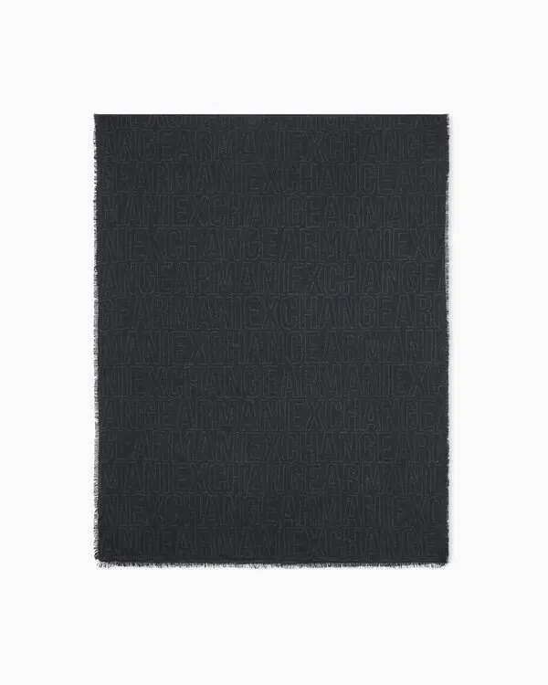 Armani Exchange Scarf In Cotton And Viscose Jacquard - Black