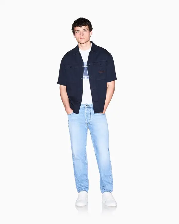 Armani Exchange Oversized Fit 5 Pockets Denim Pant In Washed Cotton