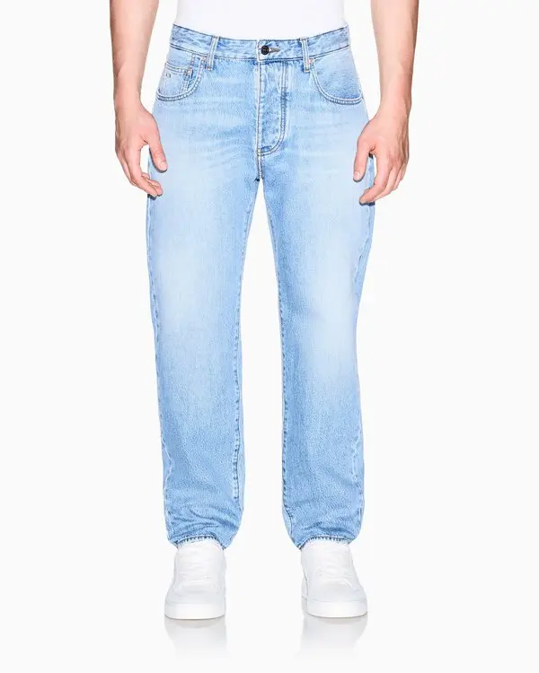 Armani Exchange Oversized Fit 5 Pockets Denim Pant In Washed Cotton