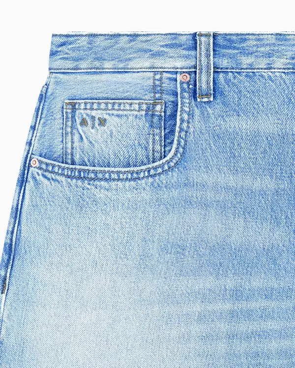 Armani Exchange Oversized Fit 5 Pockets Denim Pant In Washed Cotton