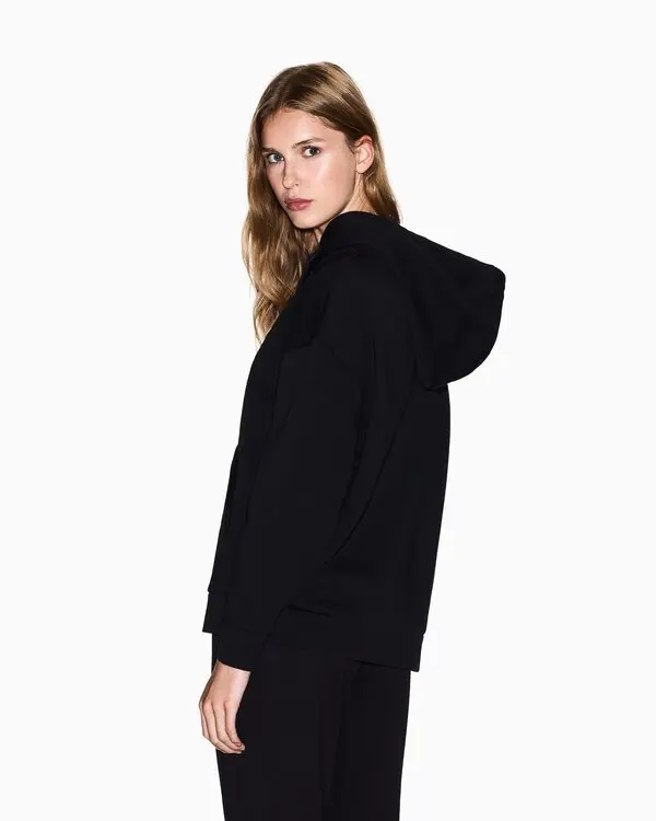 Armani Exchange Sweatshirt In Jersey Bonded Stretch Cotton - Black