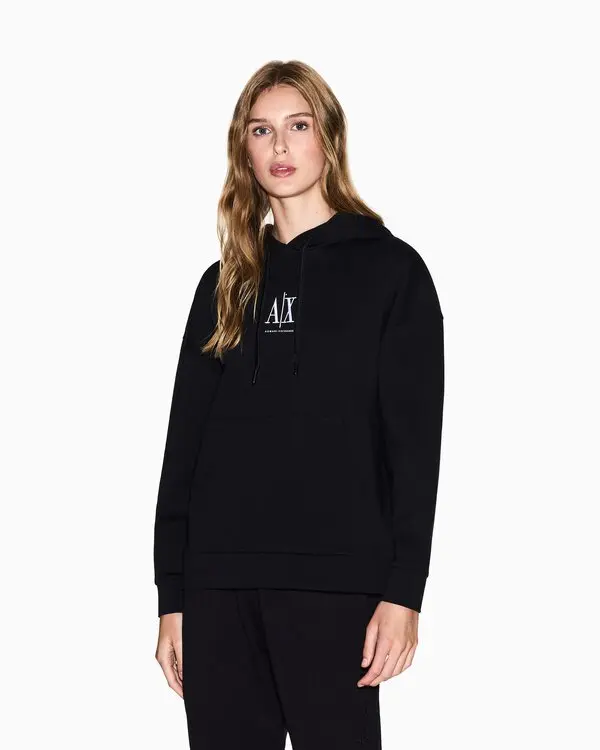Armani Exchange Sweatshirt In Jersey Bonded Stretch Cotton - Black