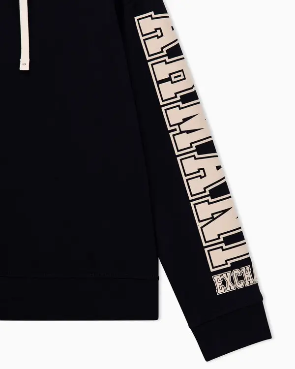 Armani Exchange Sweatshirt In French Terry With Ribbed Details - Black