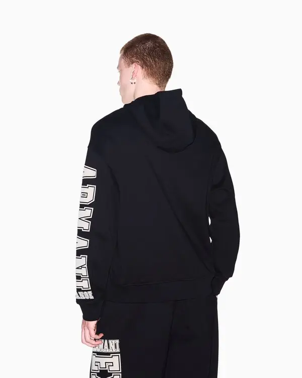 Armani Exchange Sweatshirt In French Terry With Ribbed Details - Black