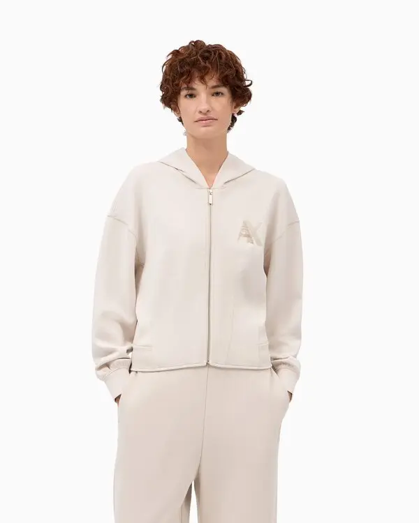 Armani Exchange Stretch Viscose Zip-up Sweatshirt - Beige