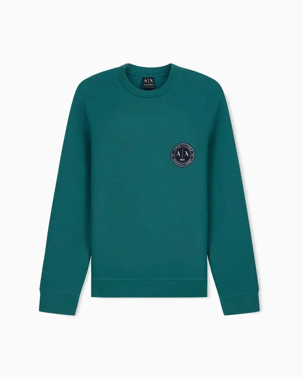 Armani Exchange Sweatshirt In Bonded Stretch Cotton Piquet - Green