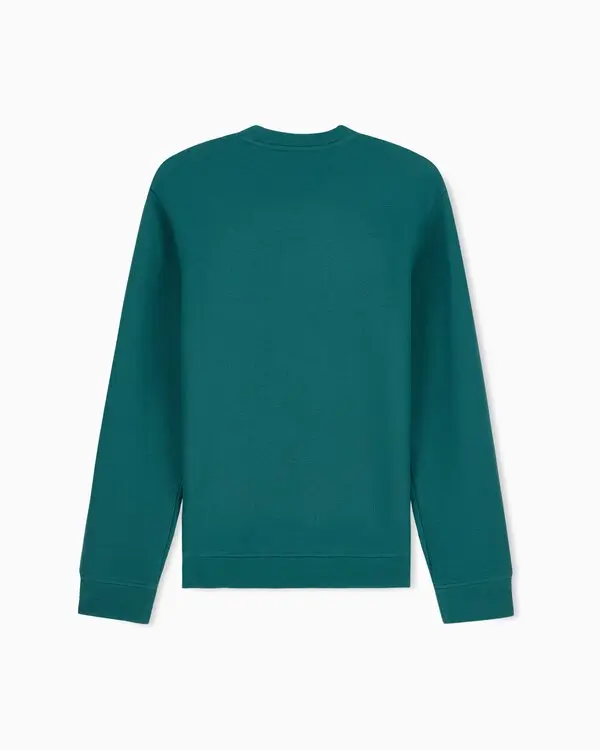 Armani Exchange Sweatshirt In Bonded Stretch Cotton Piquet - Green
