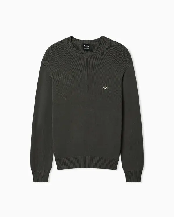 Armani Exchange Crew Neck Sweater With Embroidered Logo - Grey