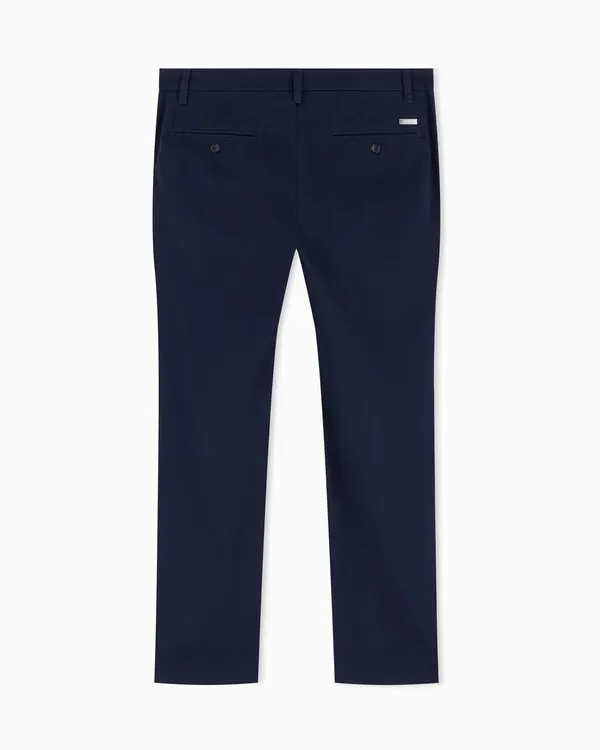 Armani Exchange Cotton Poplin Chino Trousers - Blue