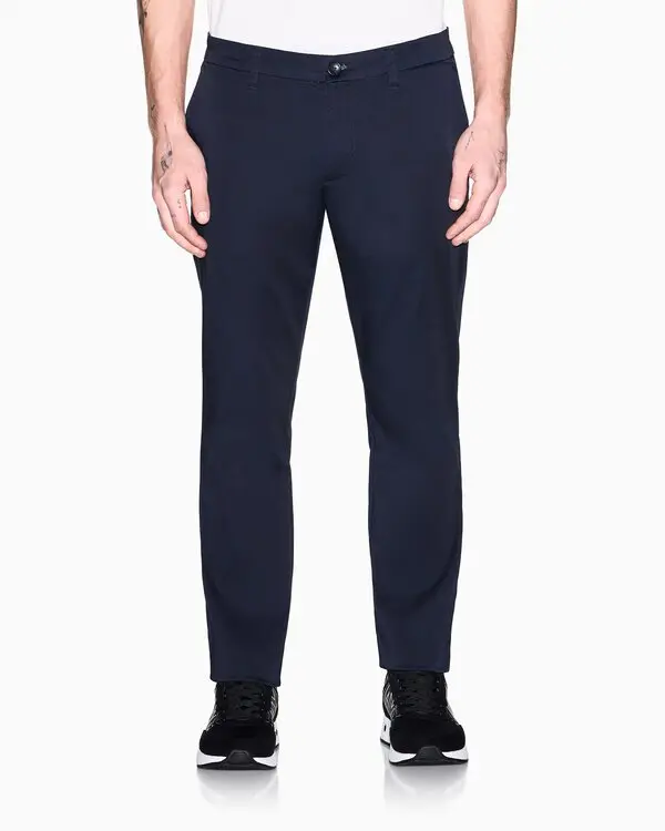 Armani Exchange Cotton Poplin Chino Trousers - Blue