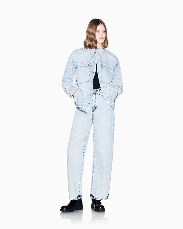 Armani Exchange Oversized Five-pocket Denim Pants With An Allover Print