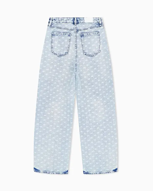 Armani Exchange Oversized Five-pocket Denim Pants With An Allover Print