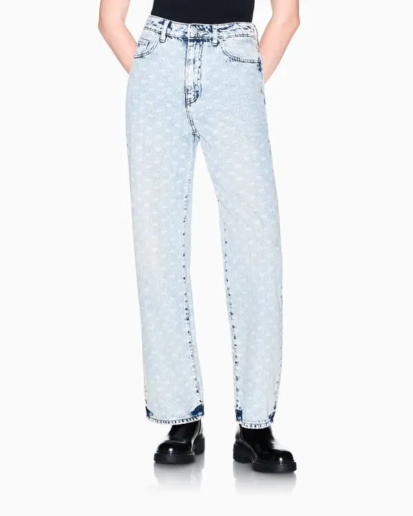 Armani Exchange Oversized Five-pocket Denim Pants With An Allover Print