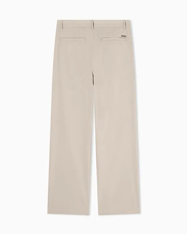 Armani Exchange Wide Trousers In Structured Cotton With Pleats