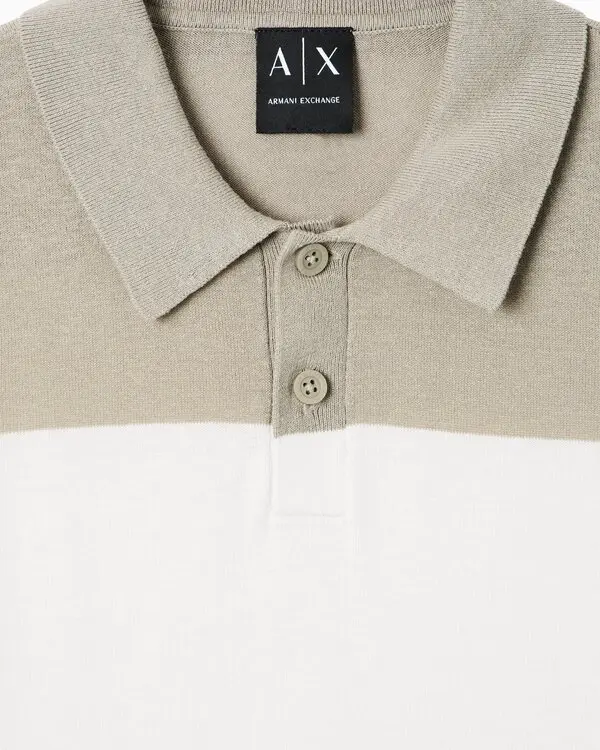 Armani Exchange Linen And Cotton Knitted Polo Shirt