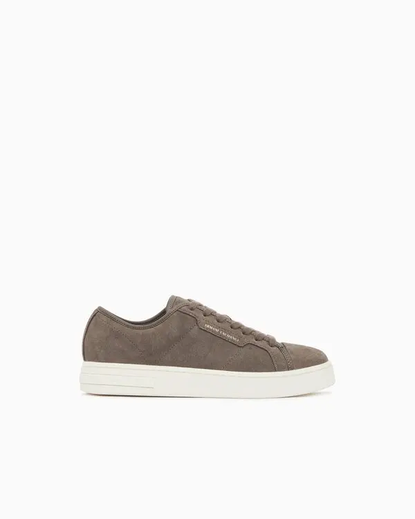 Armani Exchange Sneakers In Suede And Split Leather With A Rubber Sole - Brown