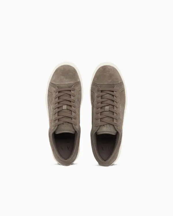 Armani Exchange Sneakers In Suede And Split Leather With A Rubber Sole - Brown