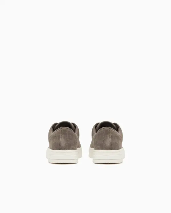 Armani Exchange Sneakers In Suede And Split Leather With A Rubber Sole - Brown