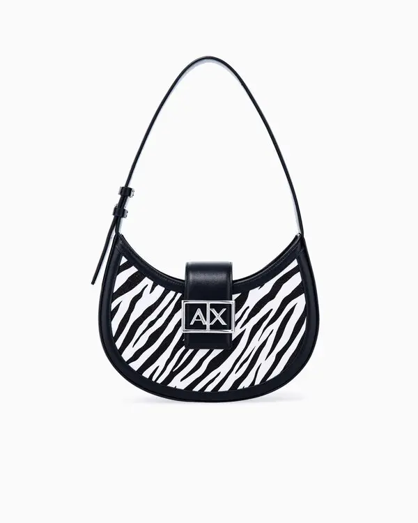 Armani Exchange Hobo Shoulder Bag In Coated Fabric