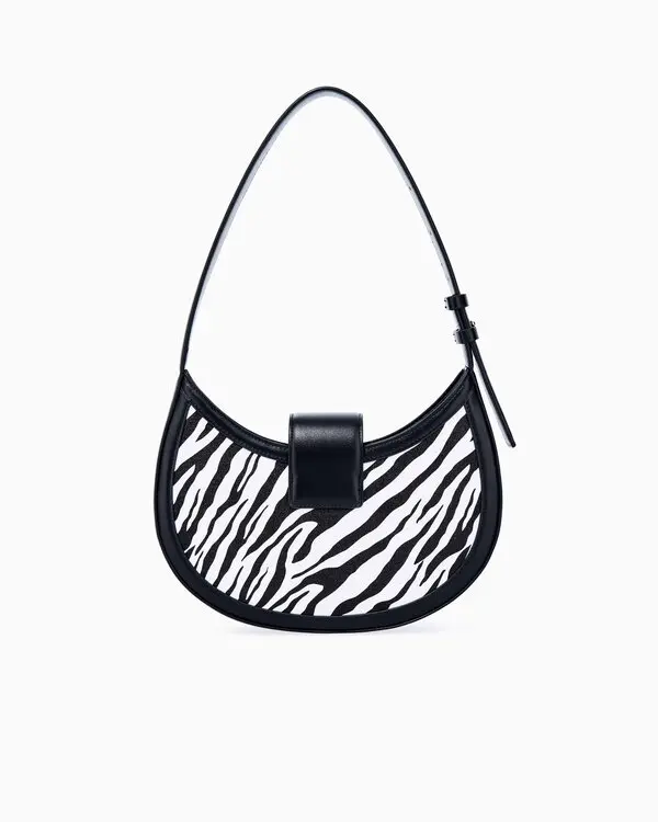 Armani Exchange Hobo Shoulder Bag In Coated Fabric